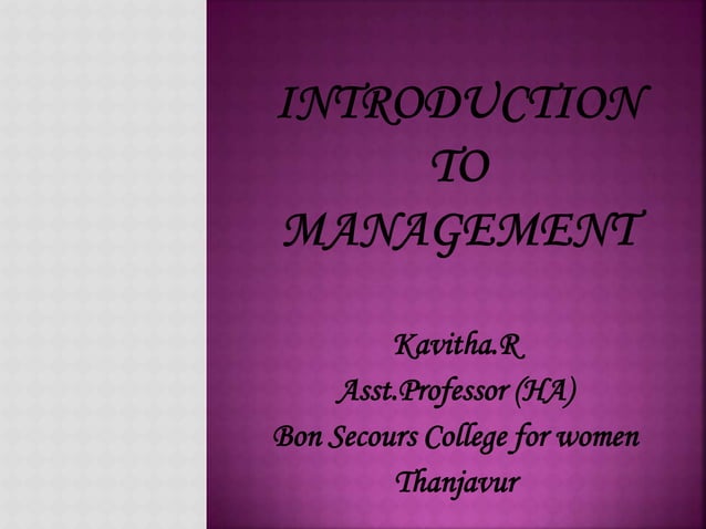 Introduction to Management | PPT