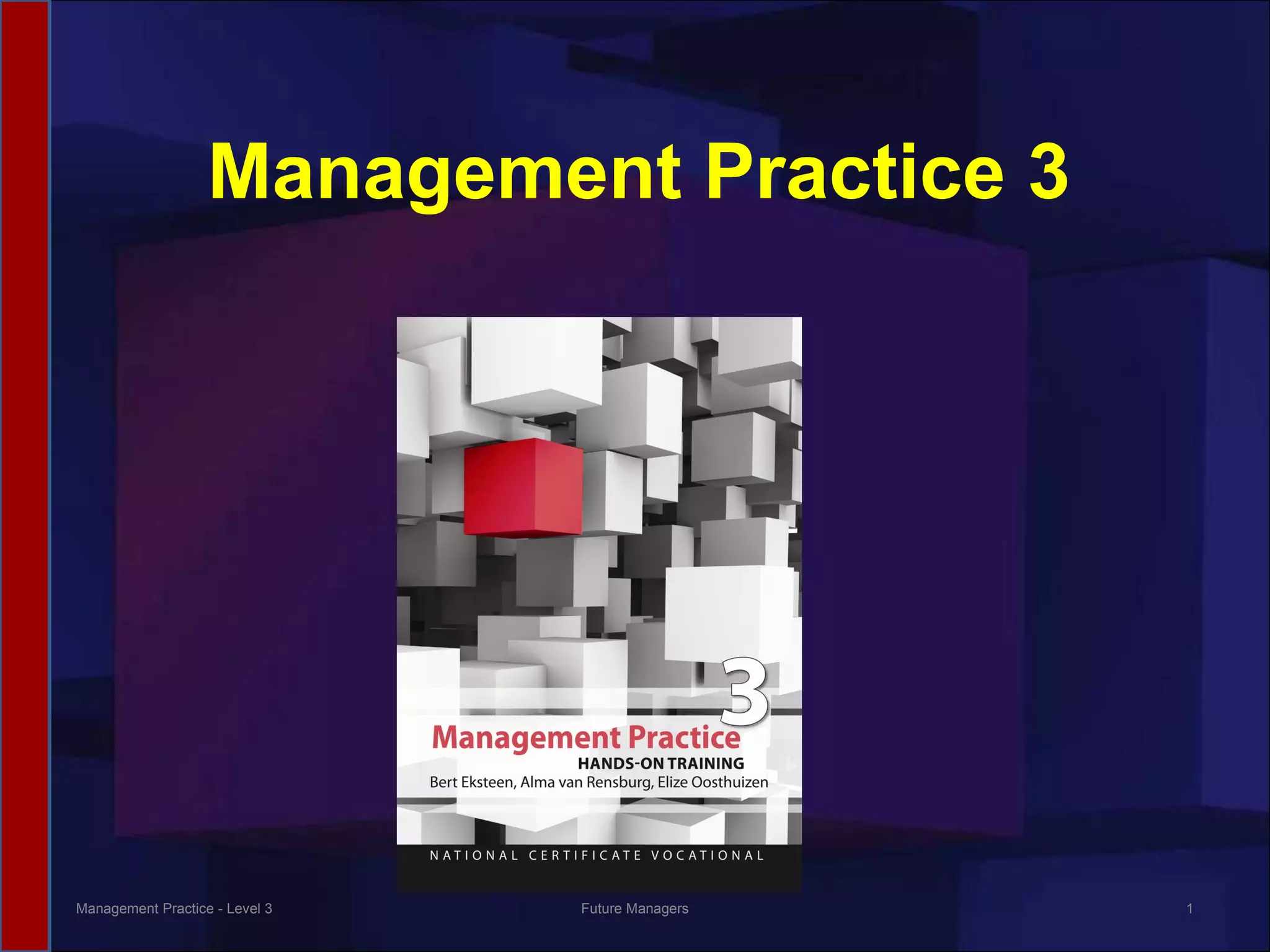 NCV 3 Management Practice Hands-On Support Slide Show - Module 4 | PPT ...