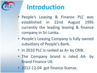 Management process of people’s leasing & finance plc | PPT