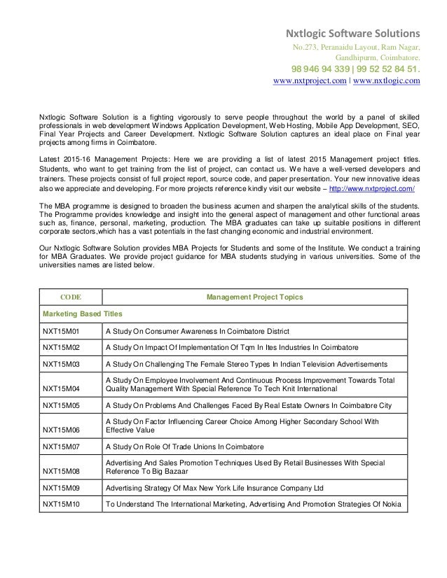 Management Project Topics Management Project Topics