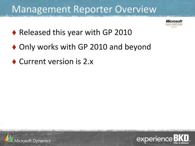 Management Reporter for Dynamics GP | PPT