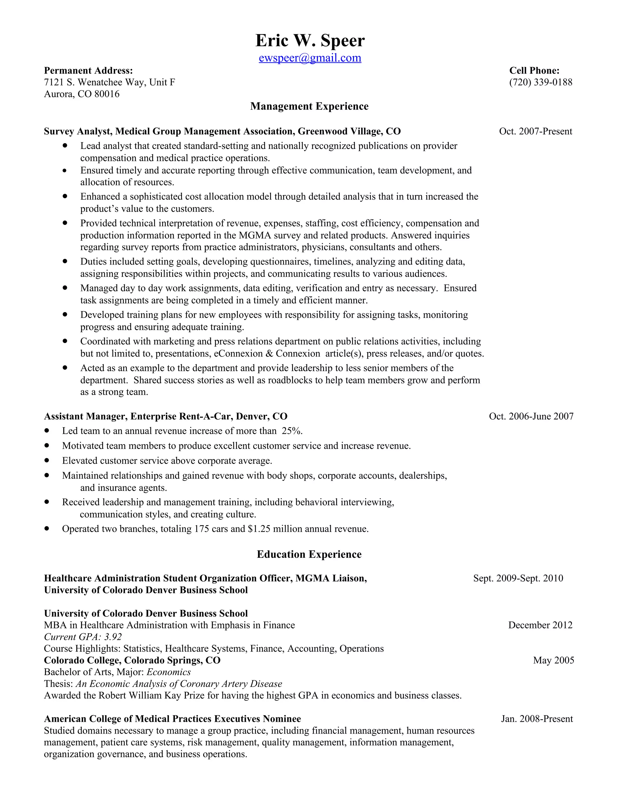 Management Resume | DOC