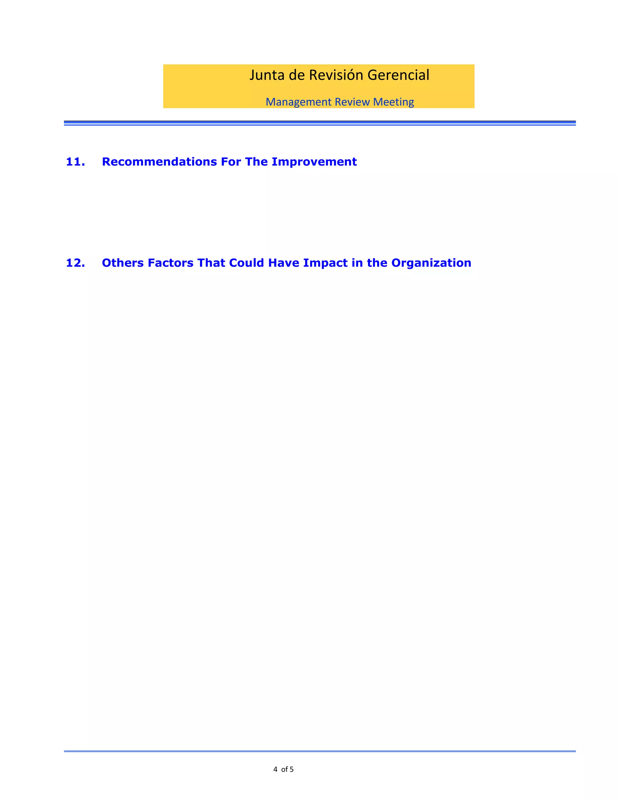 Management Review Format | DOCX