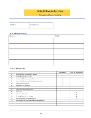 Management Review Format | DOCX