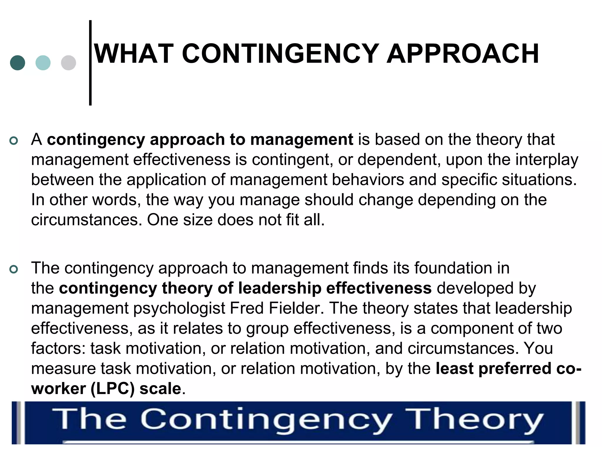 Management science , system theory, contingency theory (comparison) | PPTX