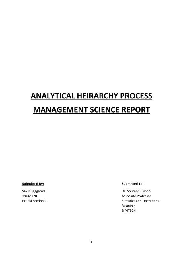 Analytical Hierarchy Process (AHP) | PDF