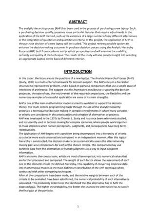 Analytical Hierarchy Process (AHP) | PDF