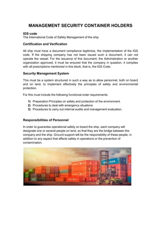 Management security container holders word | PDF