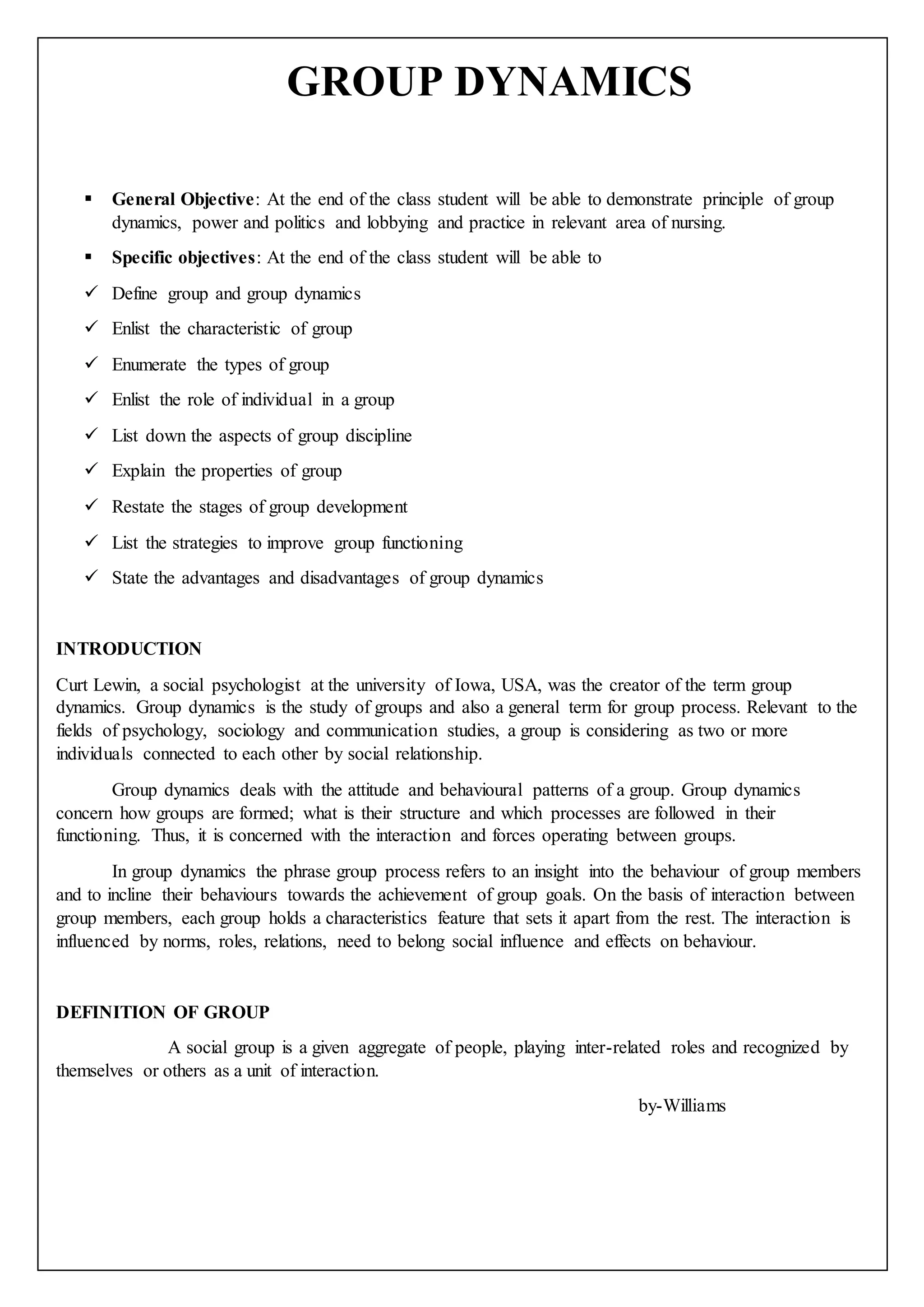 GROUP DYNAMICS | DOCX