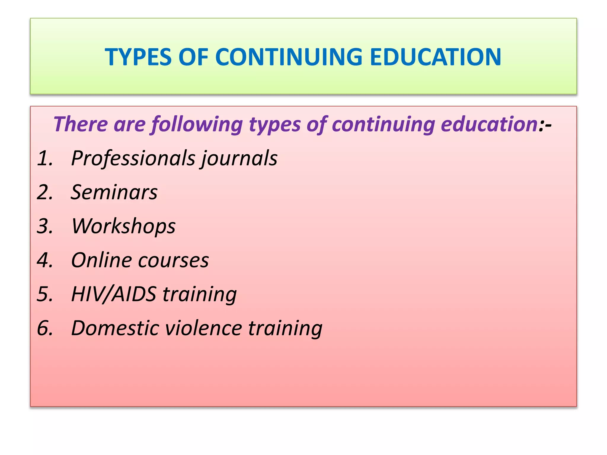 continuing education | PPTX