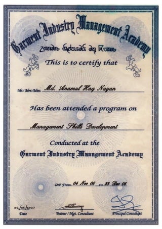 Management Skills Development Program Training Certificate. | PDF