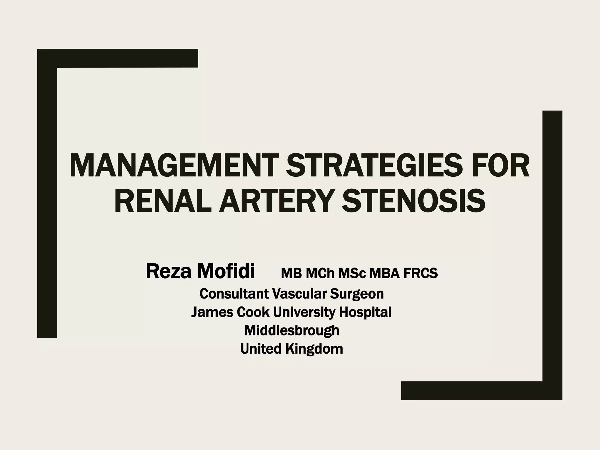 Management strategies for renal artery stenosis | PPTX