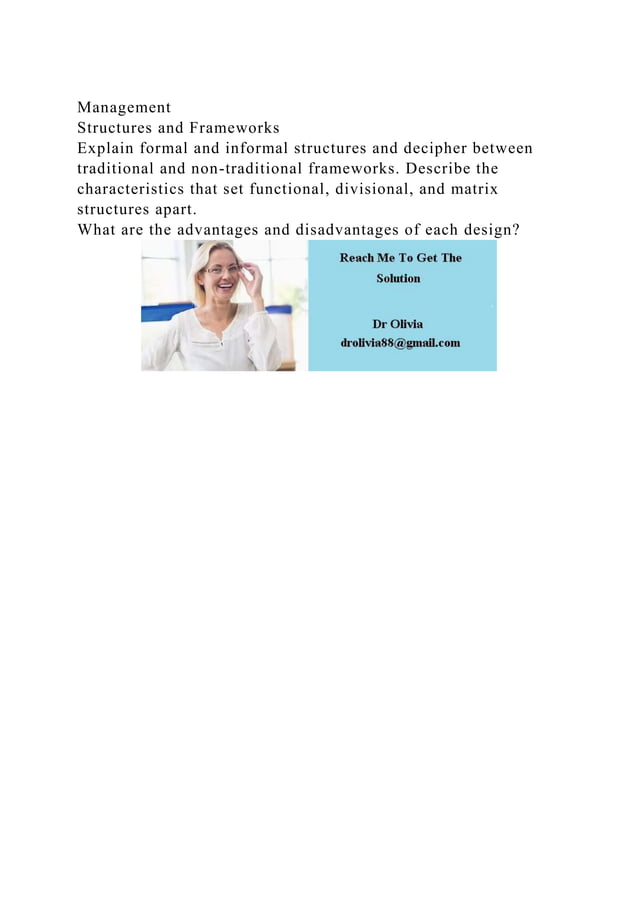 ManagementStructures and FrameworksExplain formal and informal s.docx