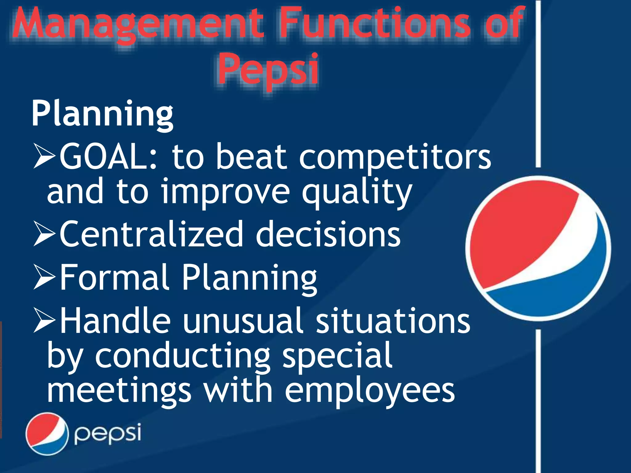 Management system of pepsico | PPTX | Business | Business and Finance