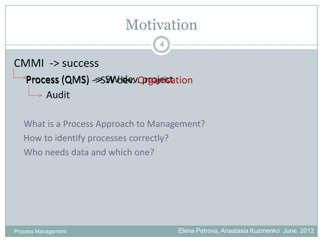 Process approach to Management system. Improvemnet proposition ...