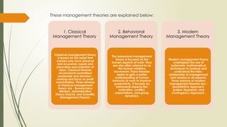 Management Theories, Types of Management | PPTX