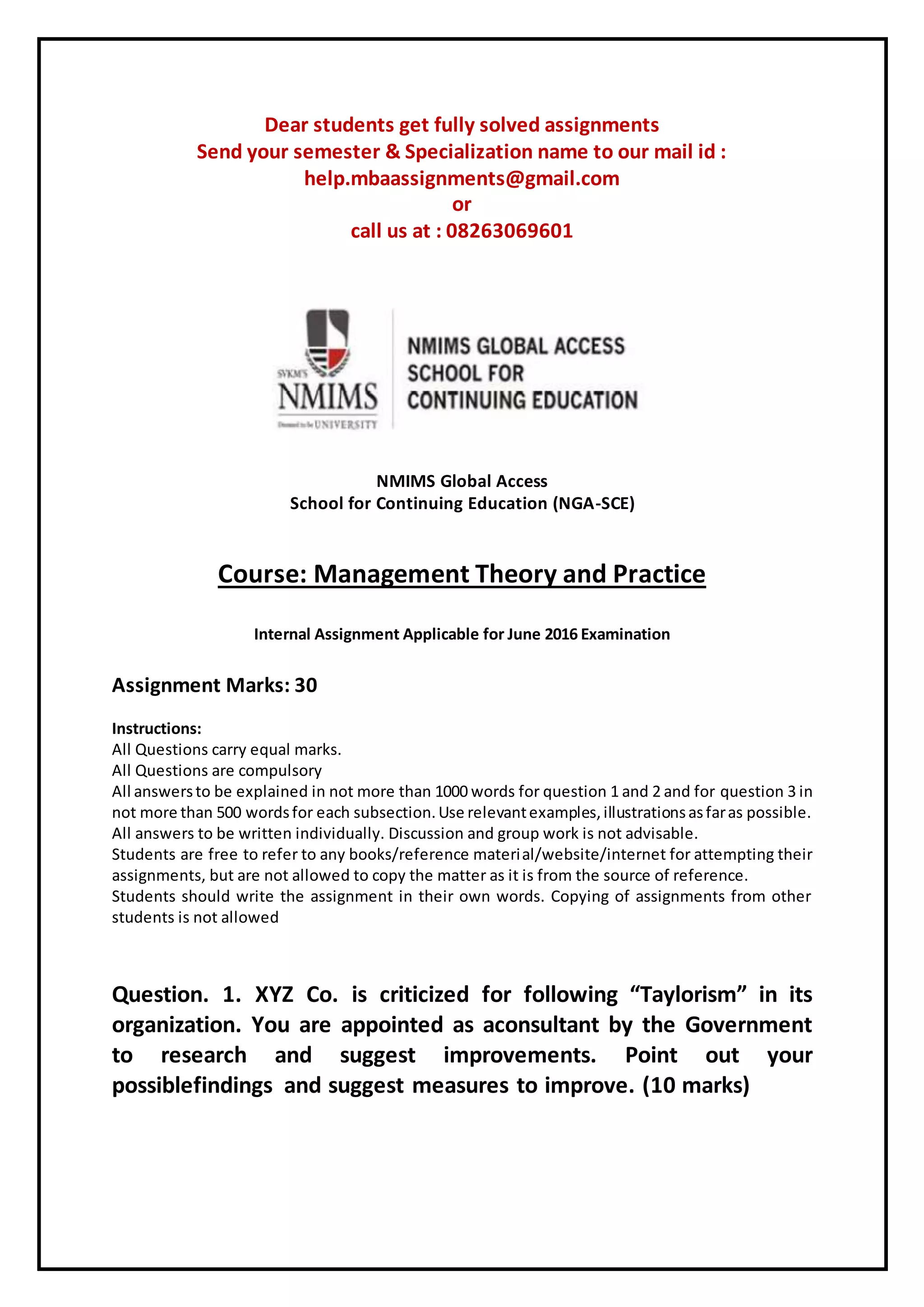 Management theory and practice | DOCX