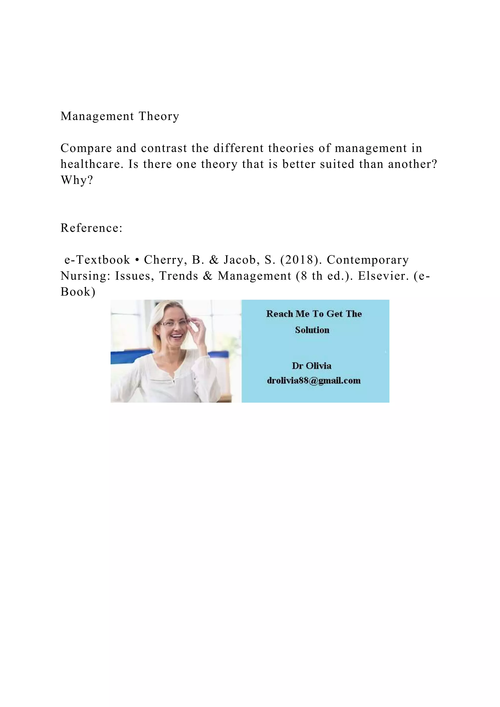 Management TheoryCompare and contrast the different theories.docx
