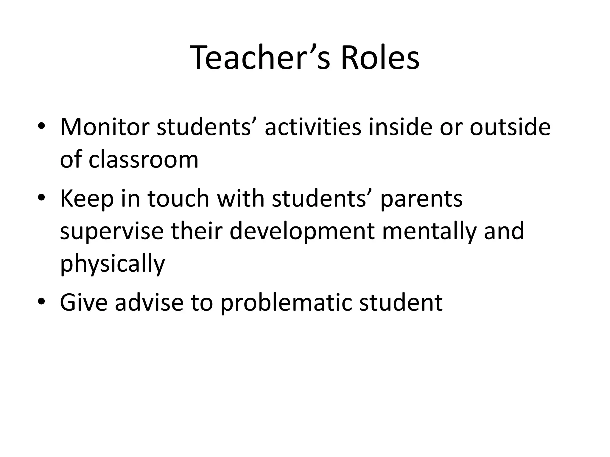 Students' disciplinary problems vs Teachers' role | PPTX | Education