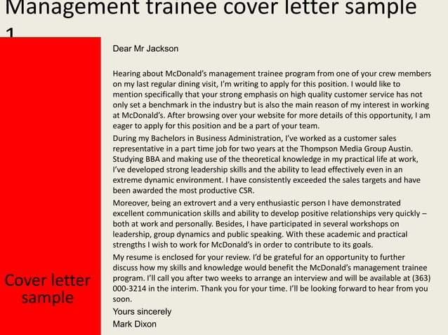 Management trainee cover letter | PPTX | Resume Writing and Advice ...