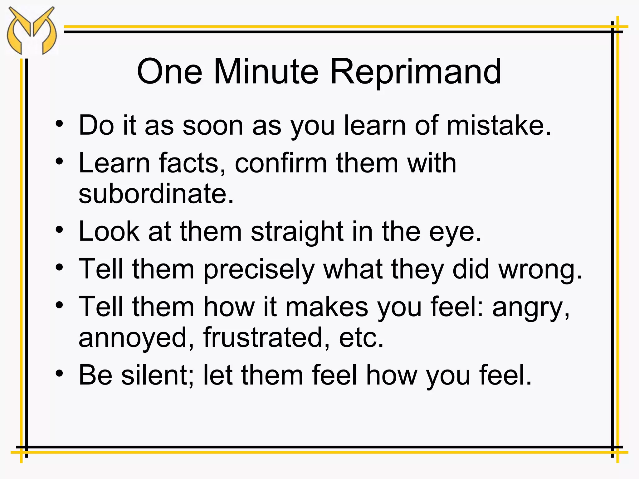 Management training the one minute manager | PPT