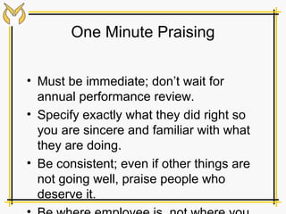 Management training the one minute manager | PPT