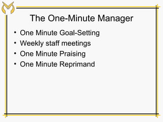 Management training the one minute manager | PPT