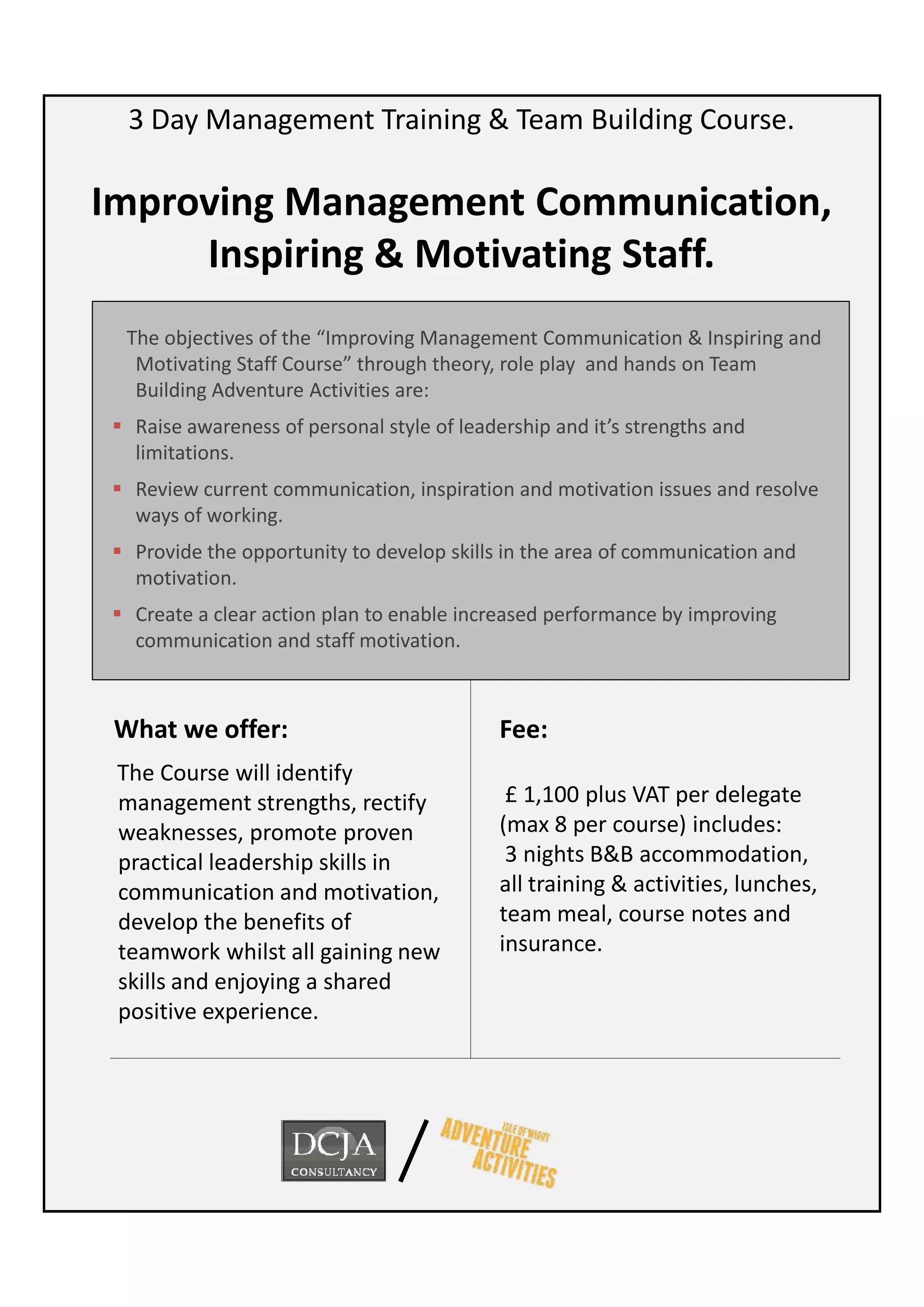 Management Training & Team Building Course.(Improving Communication ...