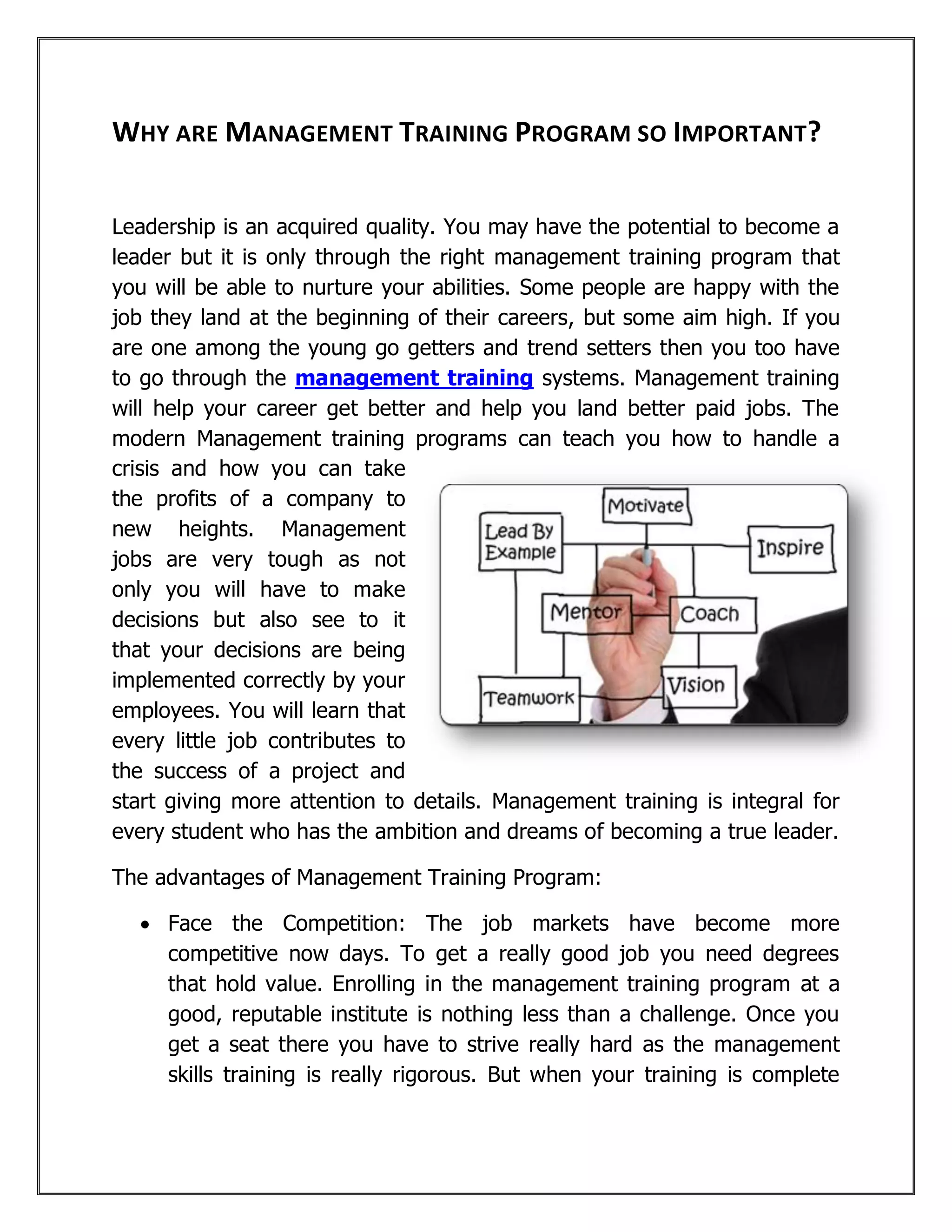 Why are Management Training Program so Important? | PDF