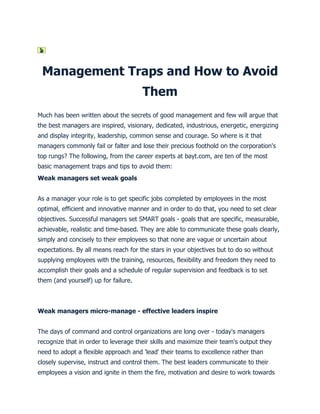 10 Management Traps and How to Avoid Them | PDF