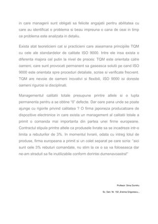 Managementul calitatii totale | DOC