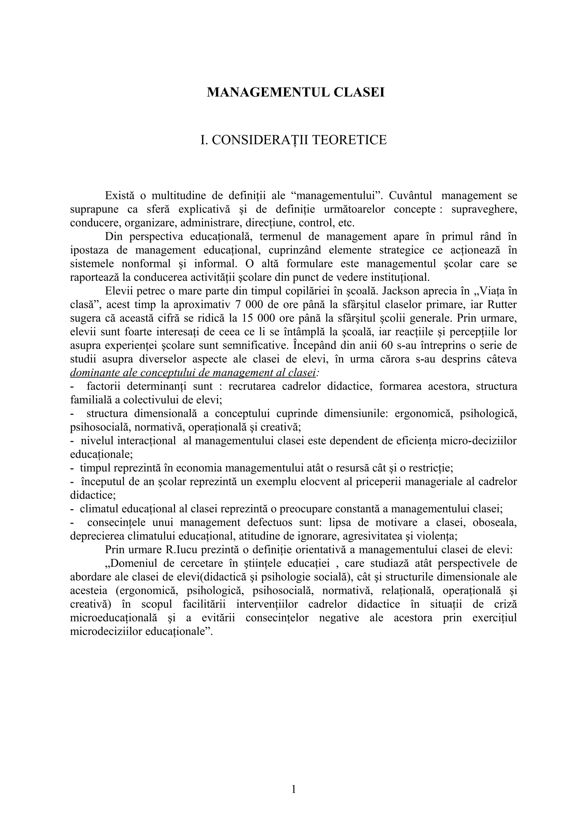 Managementul clasei | PDF