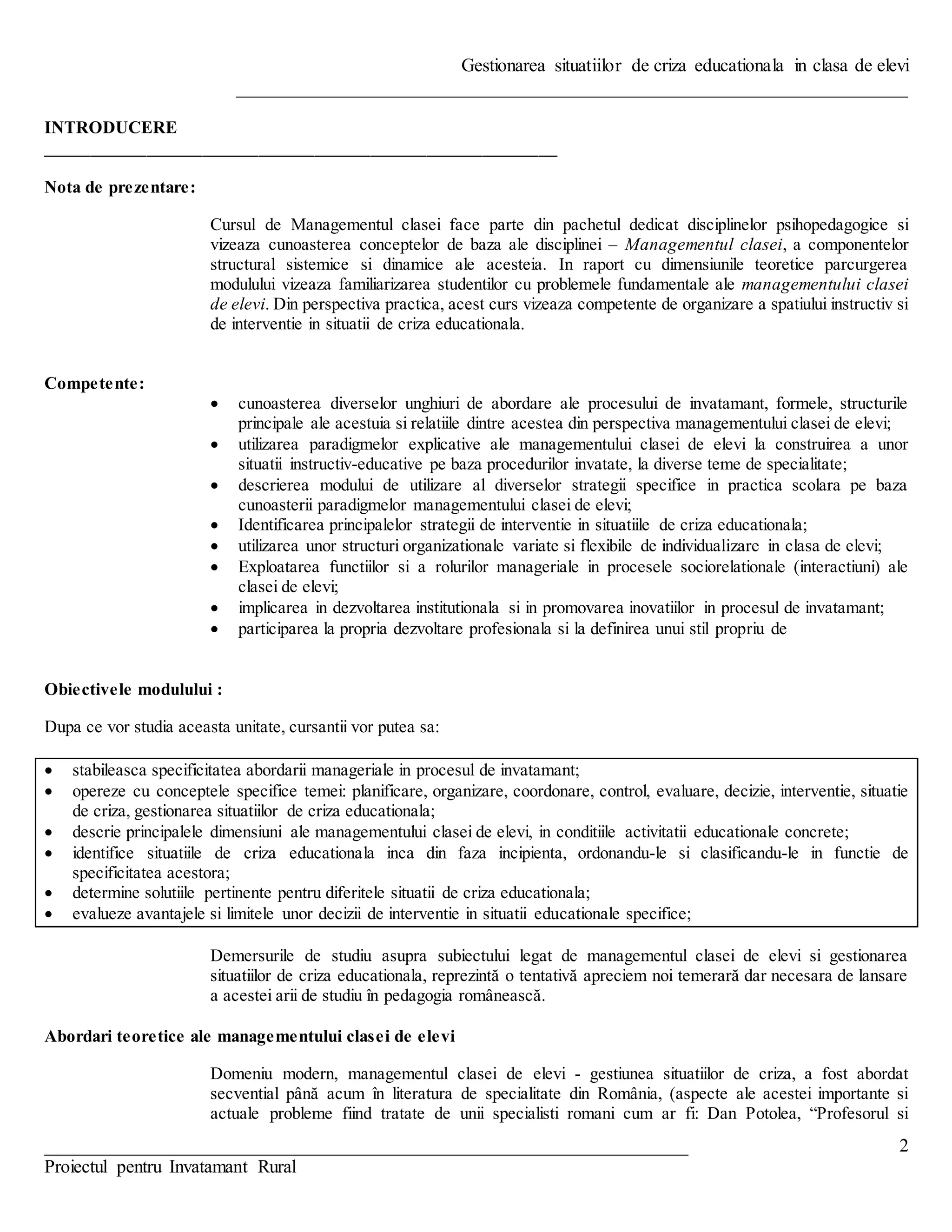 Managementul clasei | DOC