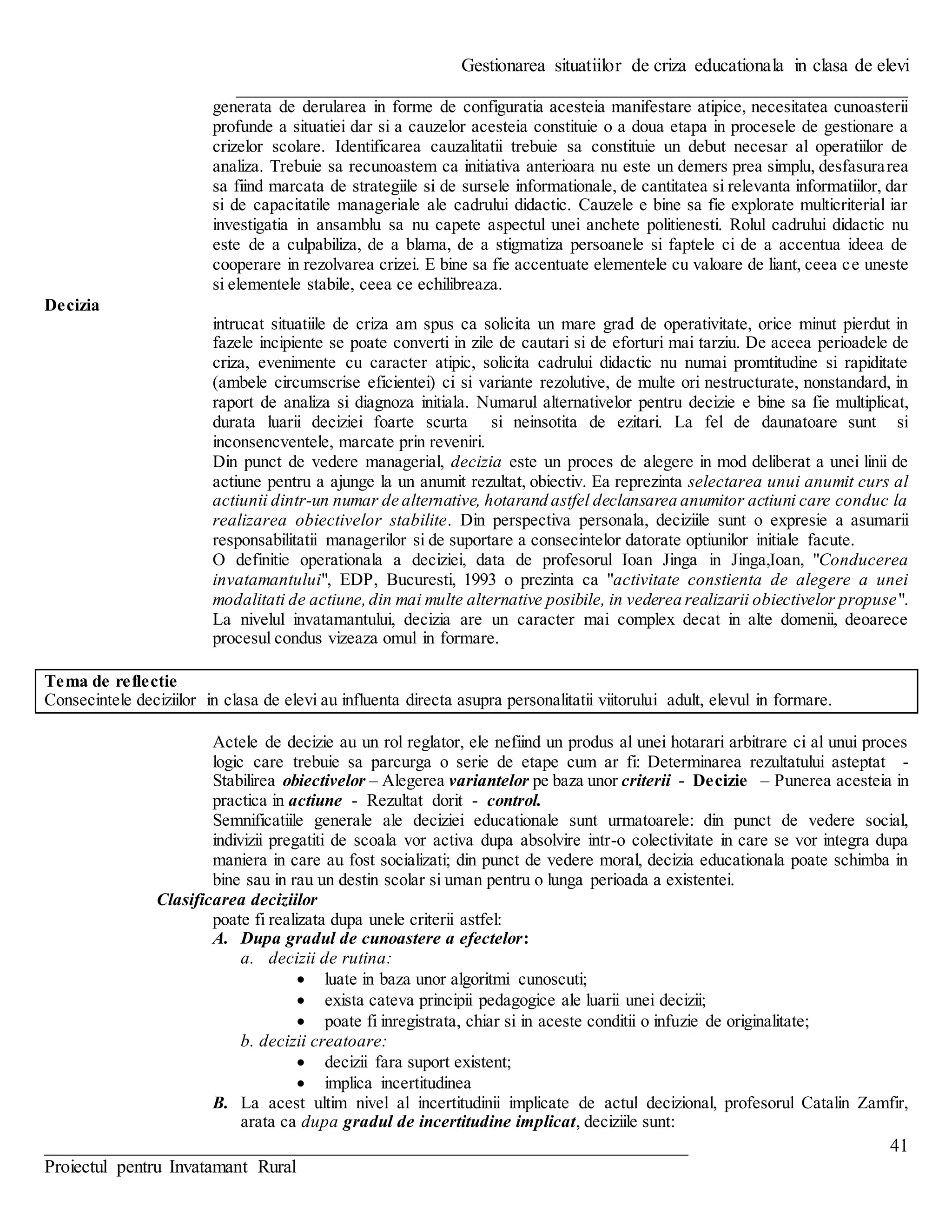 Managementul clasei | DOC