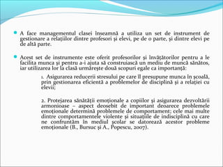 Managementul clasei, Pedagogie, Cursuri, Management, Agronomie | PPT