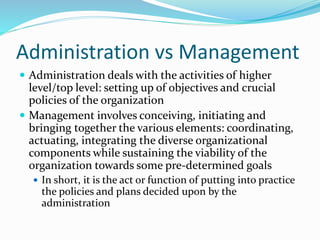 Administration Vs. Management | PPTX