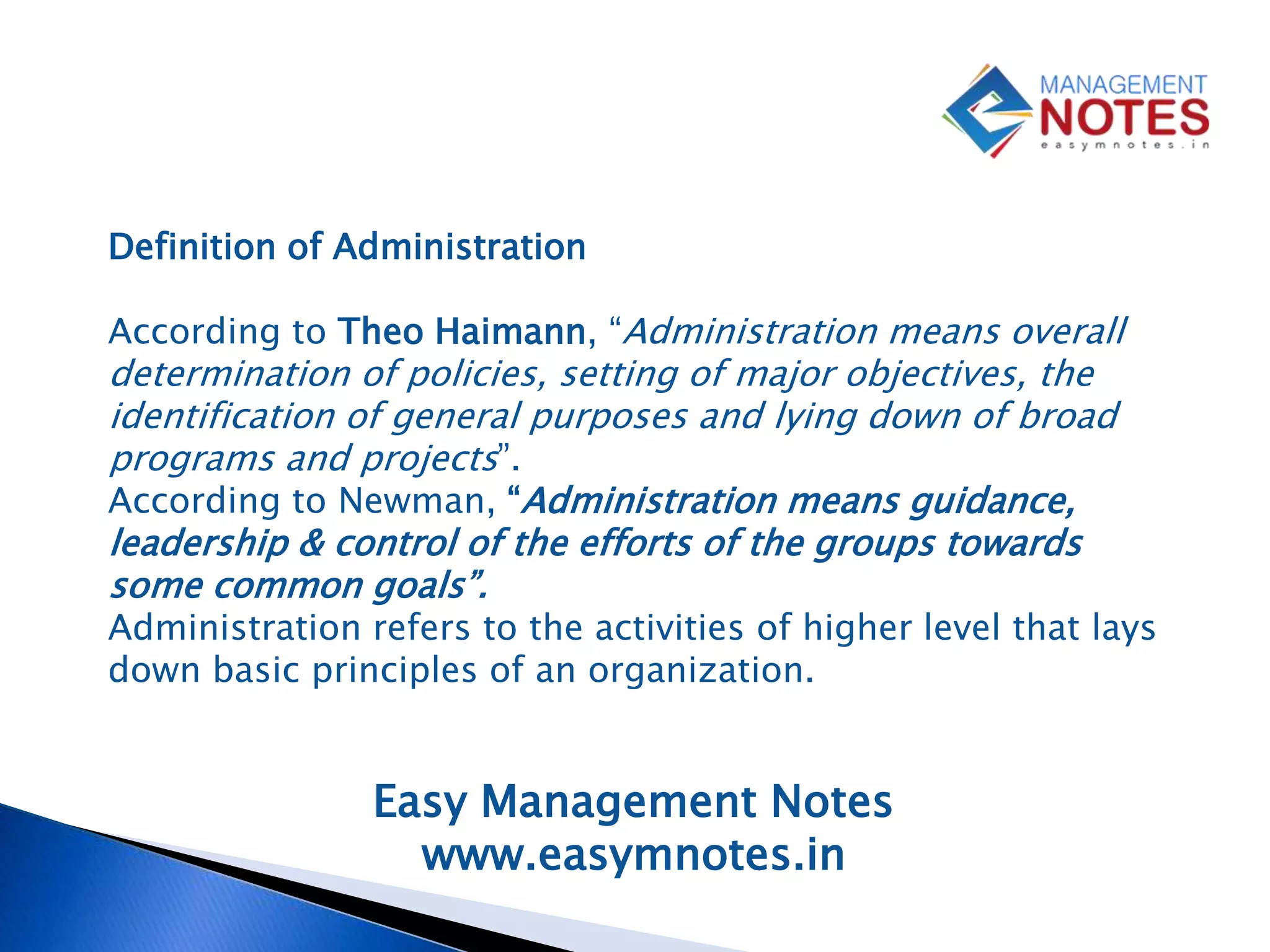 Management vs administration | PPTX