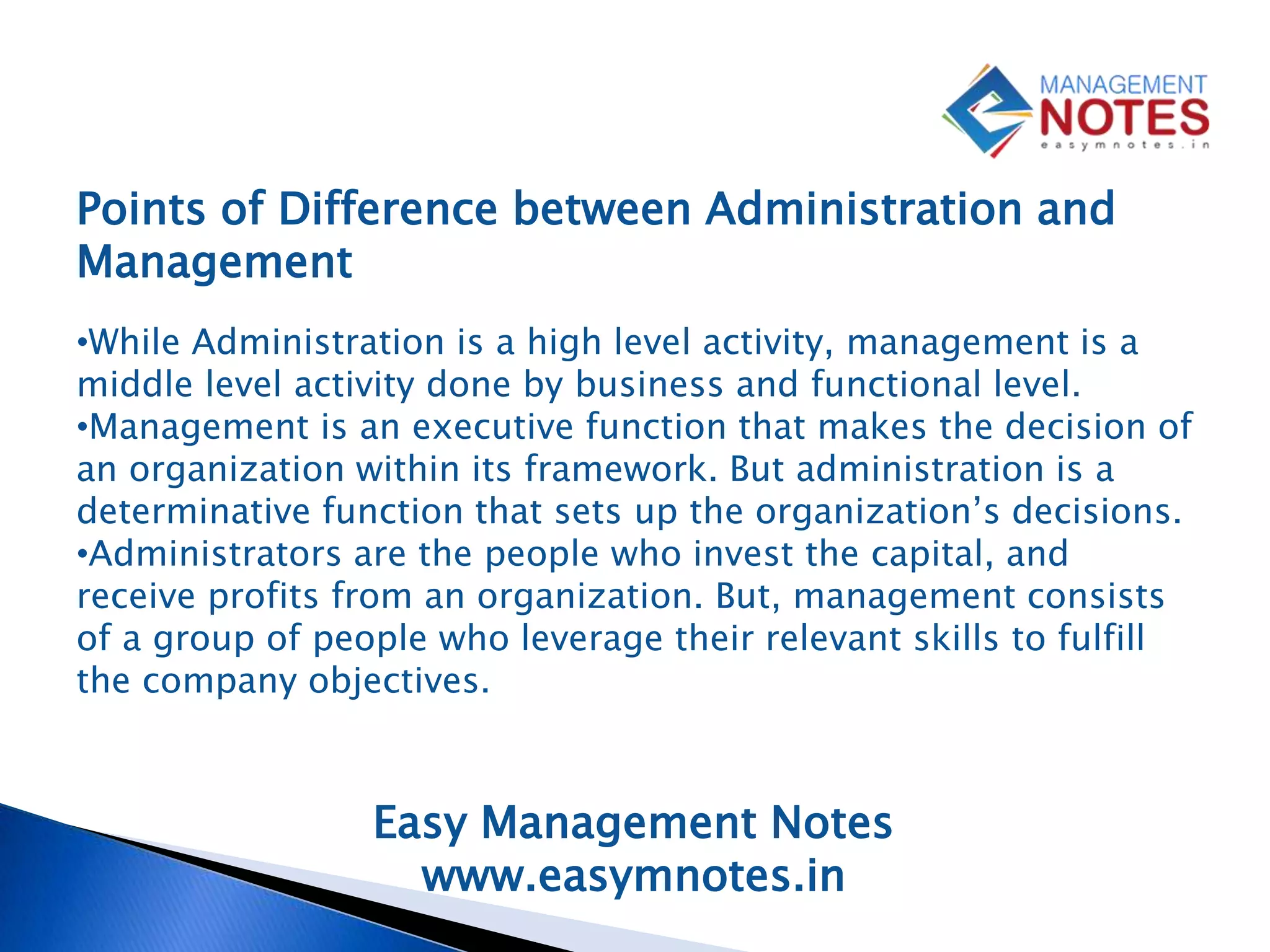 Management vs administration | PPTX