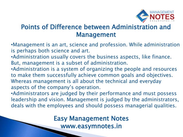Management vs administration | PPTX | Business Administration | Business