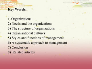 PEOPLE AND ORGANIZATIONS | PPT