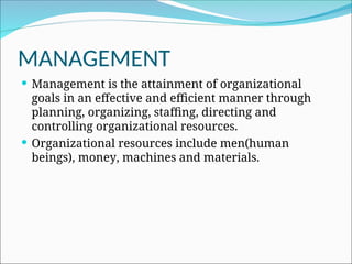 MANAGEMNT CONCEPT IN THE FIELD OF BUSINESS | PPT