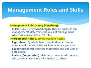 Management rolls and skills , Manager rools | PPTX
