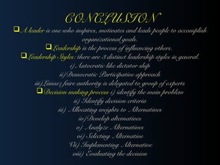 Presentation on “A Case Study Analysis” Leadership styles | PPT