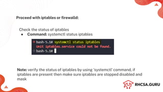 Manage Network Security (Firewall) in RHEL - RHCSA (RH134).pdf | Operating Systems | Computer ...