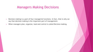 Management Chapter no 7 Managers As Decision Makers. | PPTX