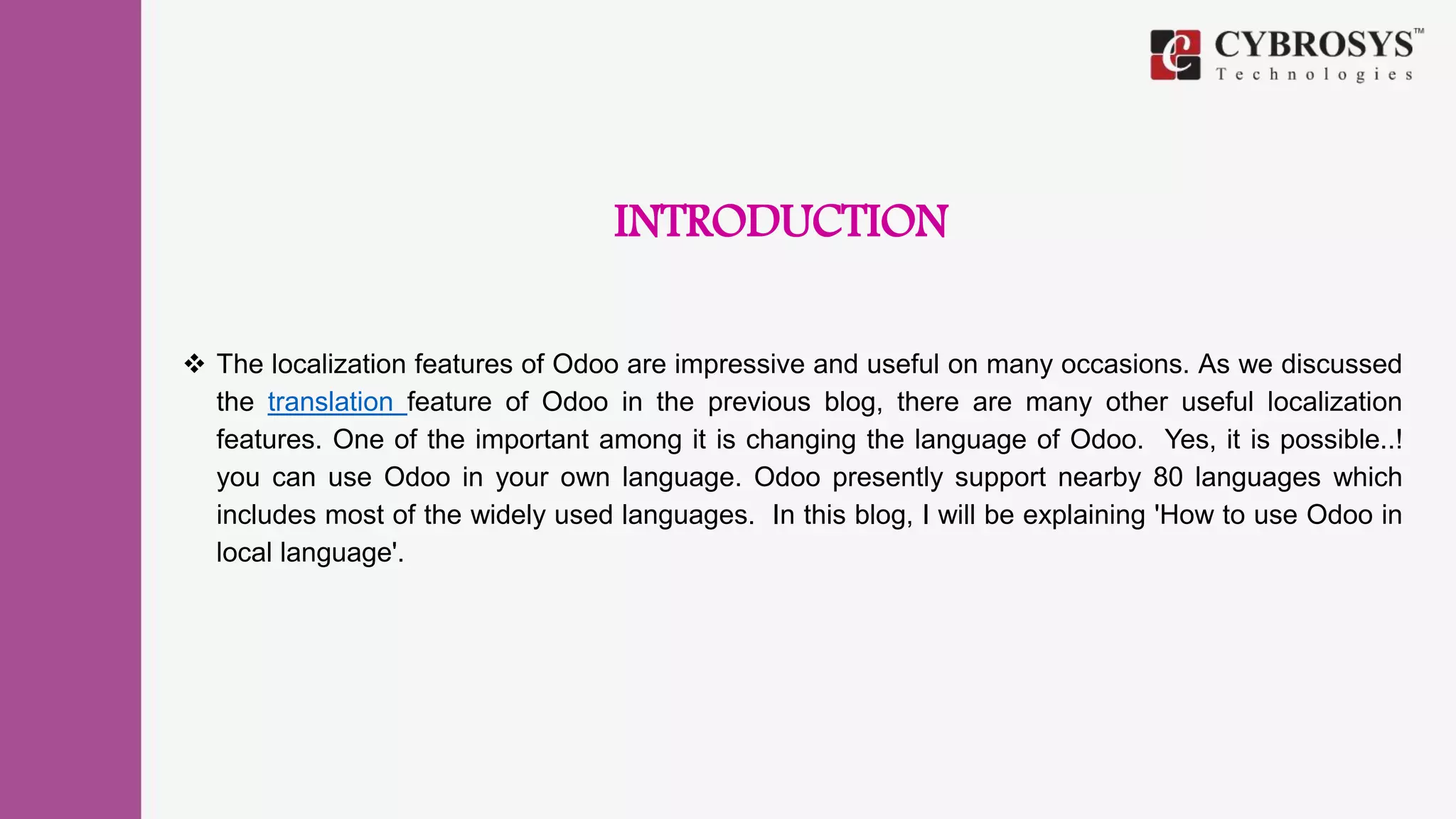 Manage odoo in your own language | PPT