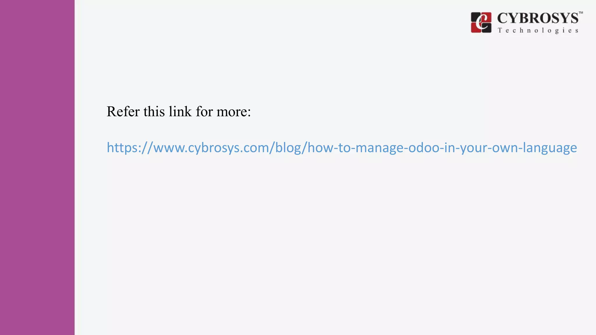 Manage odoo in your own language | PPT