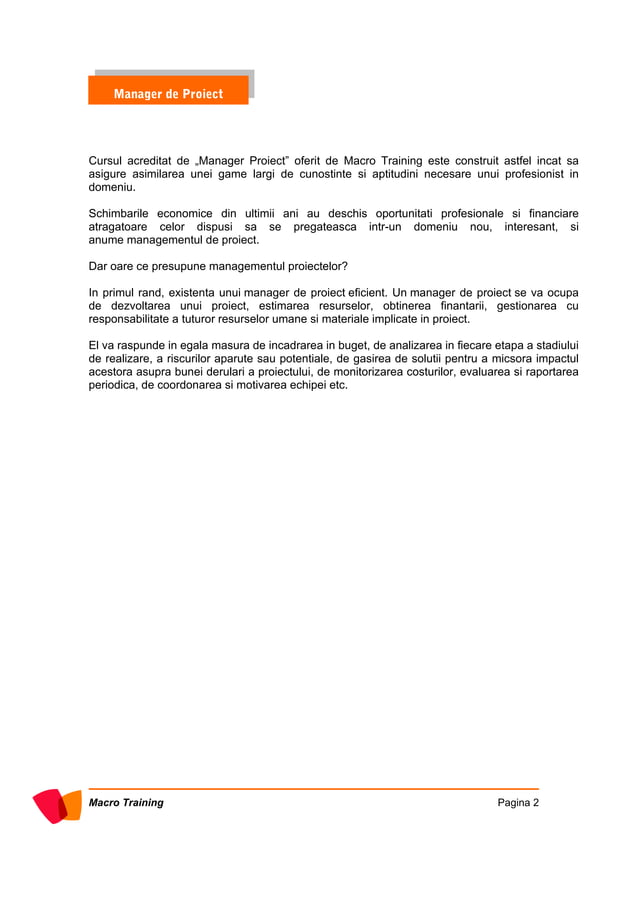 Cursuri Manager de Proiect | PDF