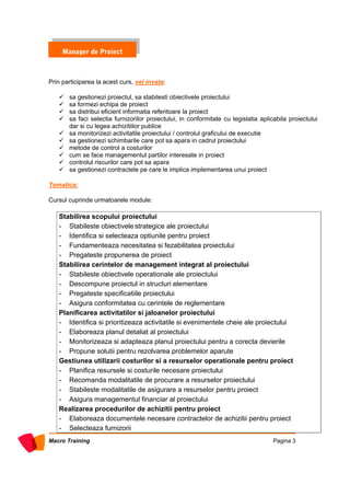 Cursuri Manager de Proiect | PDF