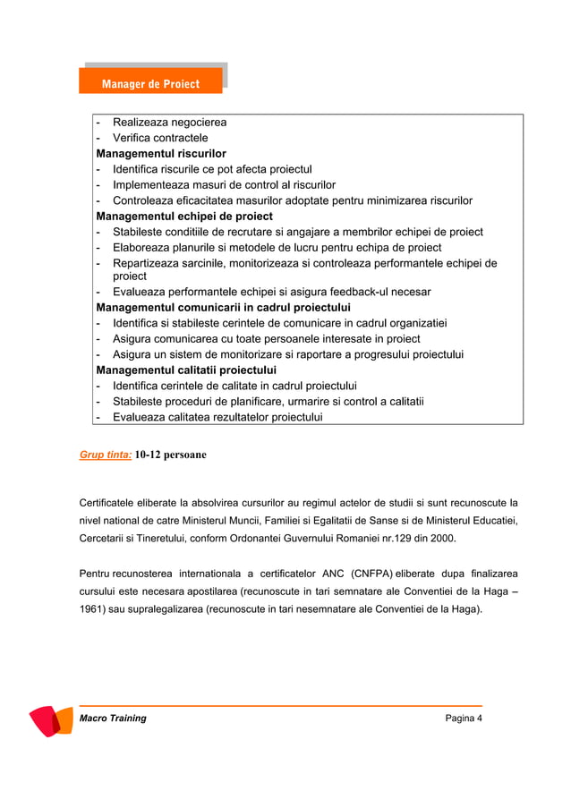 Cursuri Manager de Proiect | PDF